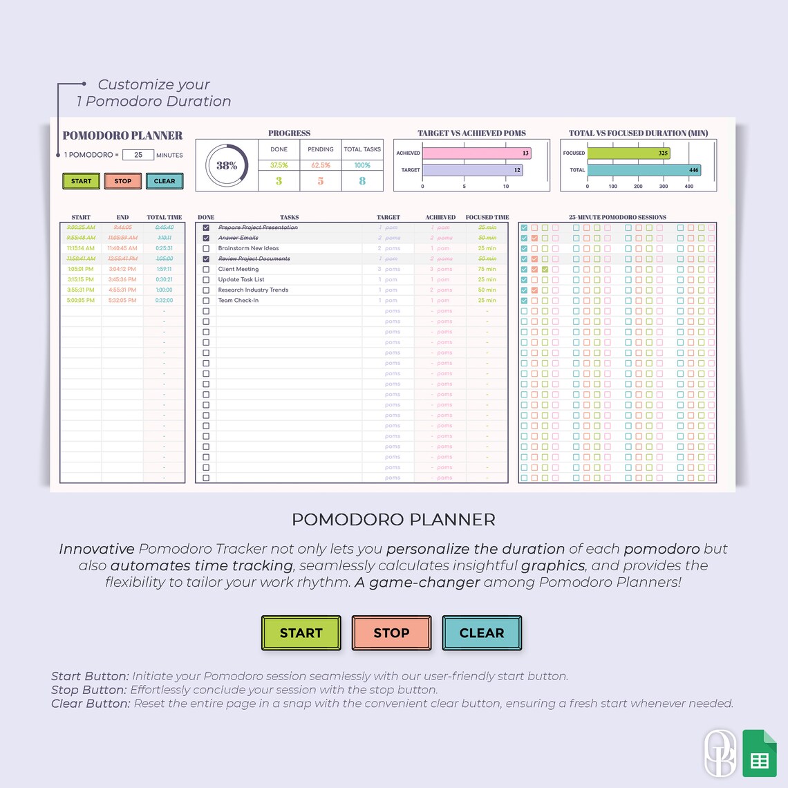 Pomodoro Planner - Time Management - Productivity Planner - Study ...