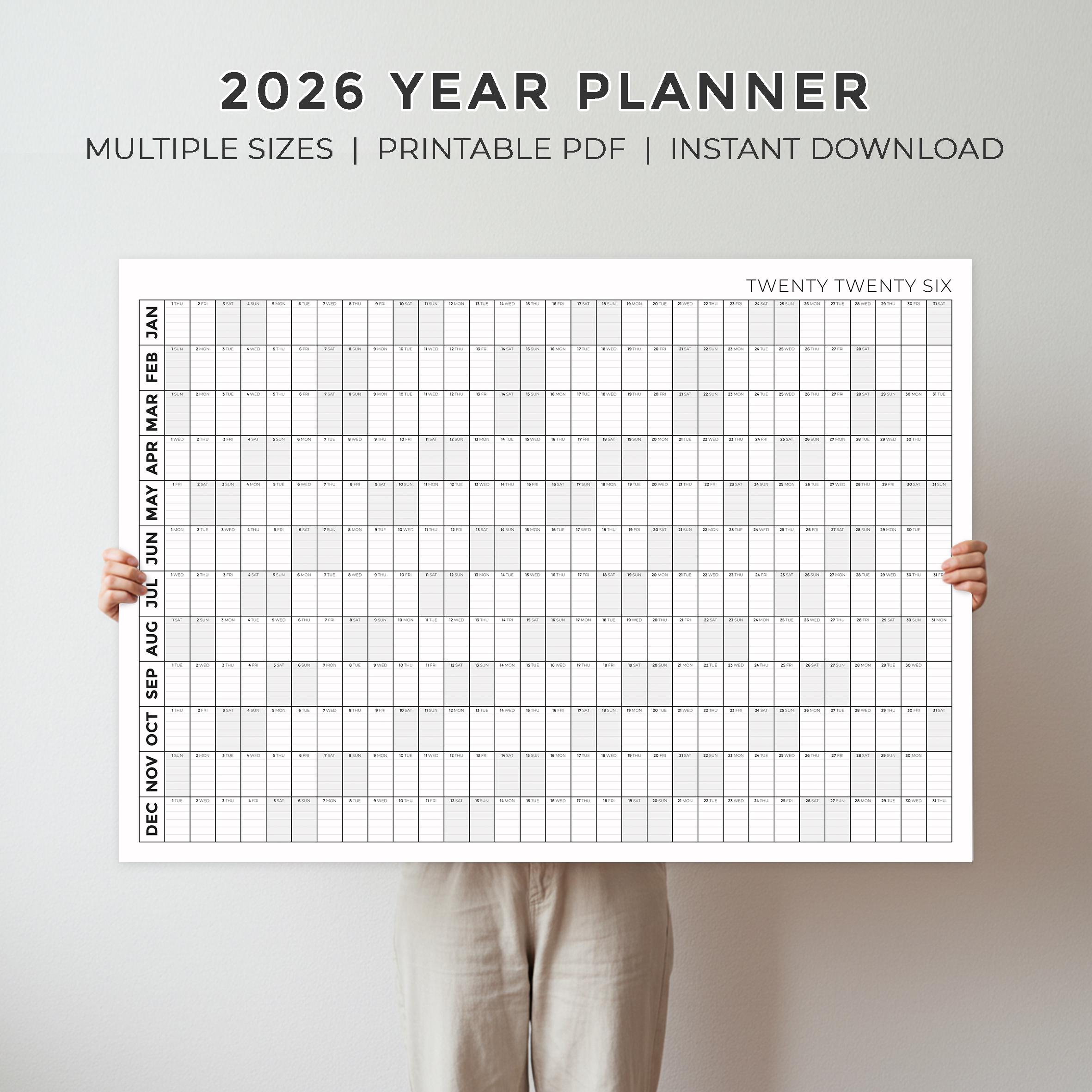 2026 Year Planner - Printable PDF - 2026 Calendar - Annual Planner ...