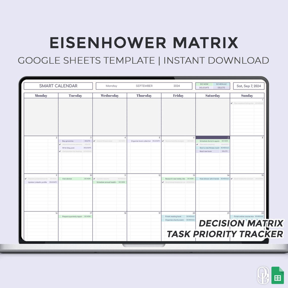 Eisenhower Matrix - Task Priority Tracker - Decision Matrix - Urgent / Important - to Do List ...