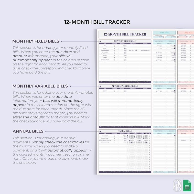 12-month Bill Tracker - Smart Calendar - Annual Bill Tracker - Google ...