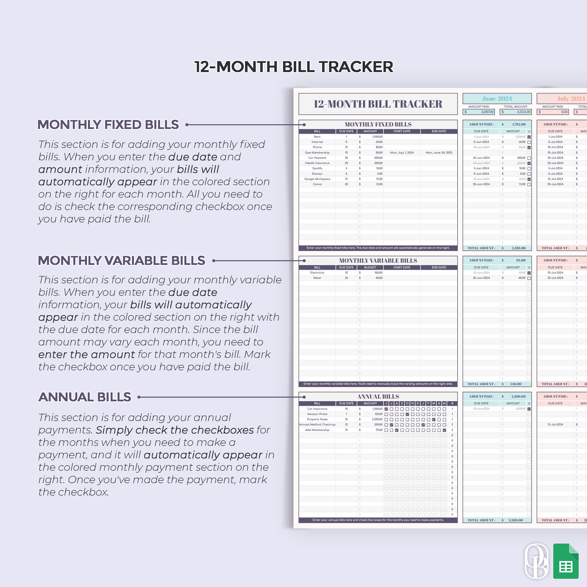 12-month Bill Tracker - Smart Calendar - Annual Bill Tracker - Google ...