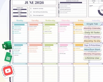 Lifetime Task Calendar - Monthly Calendar - Unlimited Years - Sunday ...