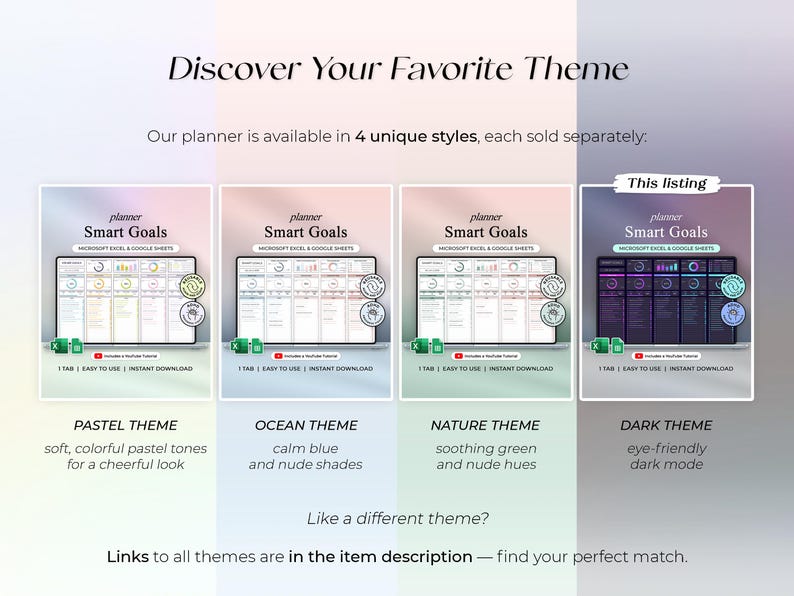 Smart Goals Tracker - Goal Planner - Excel & Google Sheets Template ...