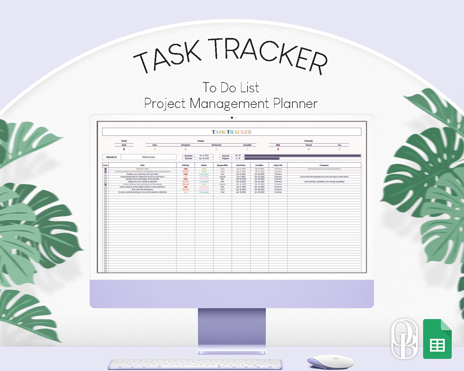 Task Tracker to Do List Project Management Google Sheets Template ...