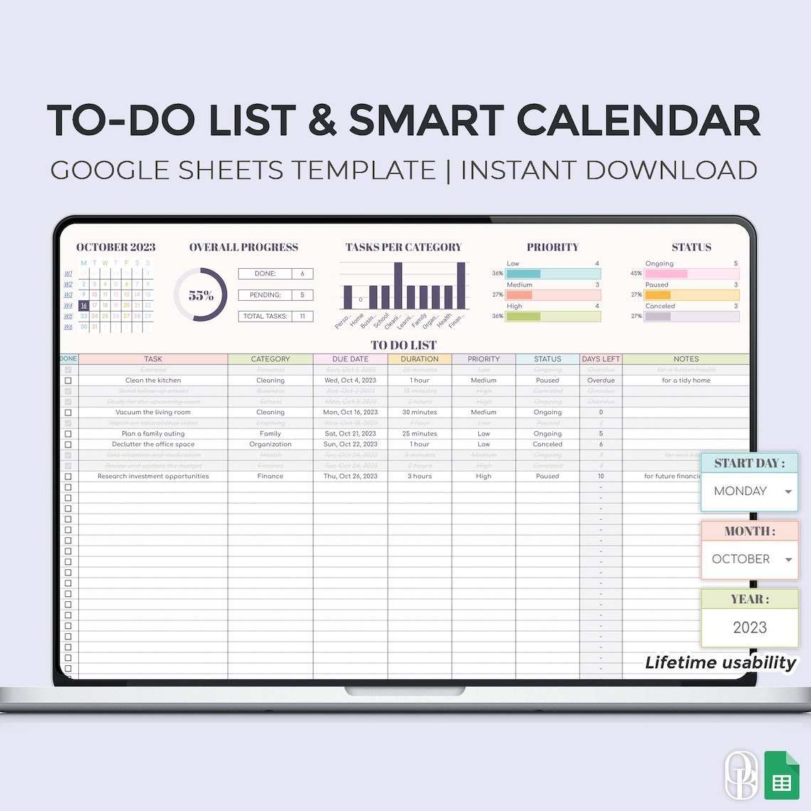 To-do List, Smart Calendar, Daily Schedule Lifetime Usability Google ...