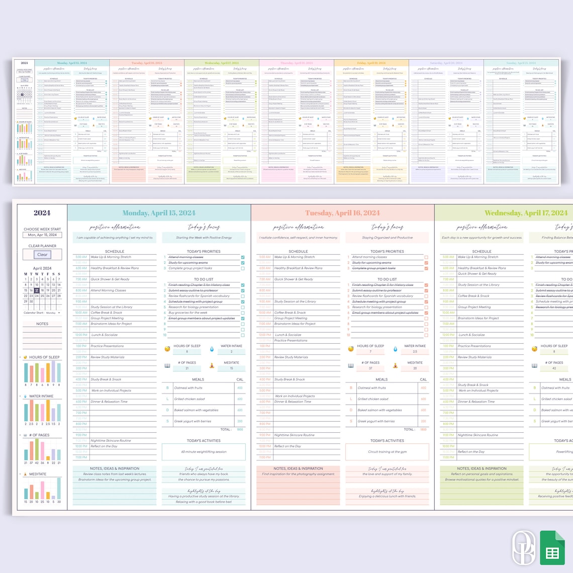 Daily & Weekly Planner - Clear Button - Google Sheets Template - Daily ...