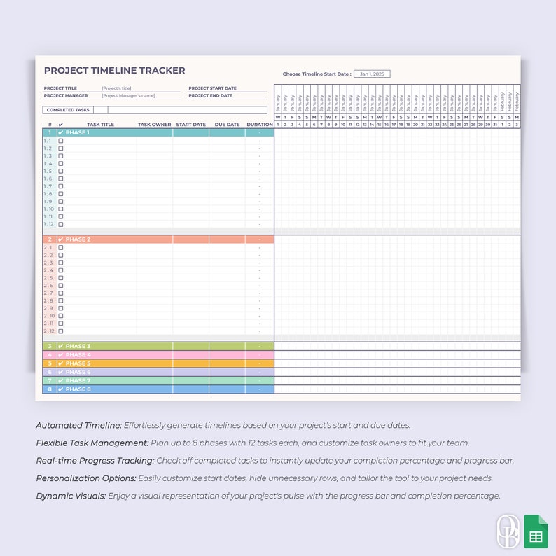 Project Timeline Tracker - Gantt Chart - Task Tracker - to Do - Project ...