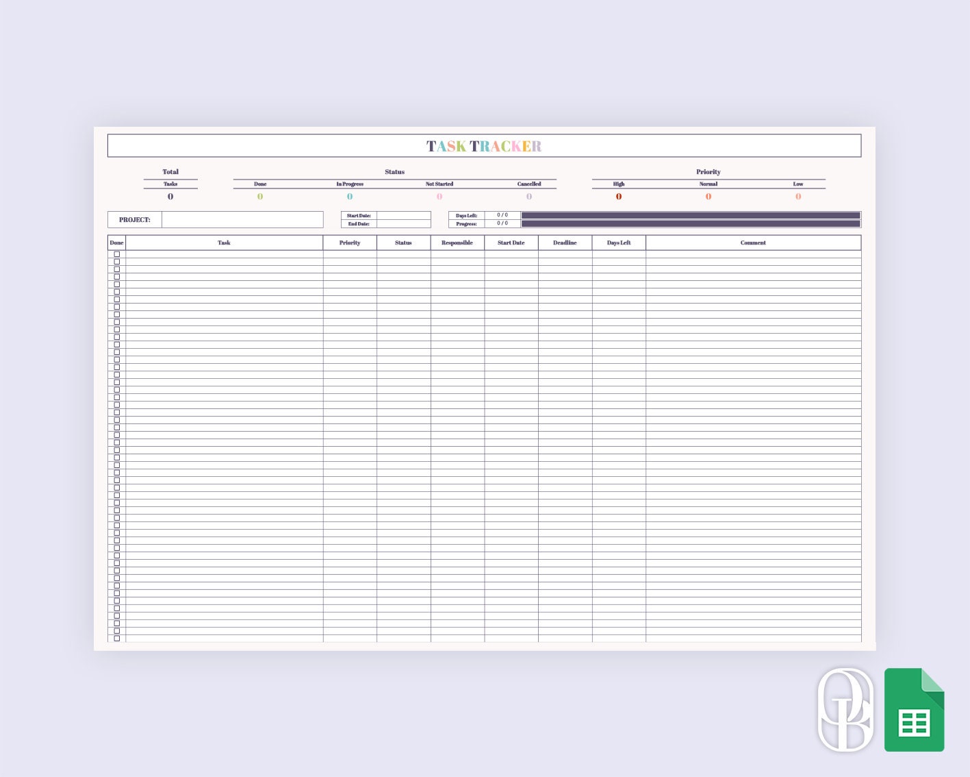 Task Tracker to Do List Project Management Google Sheets Template ...