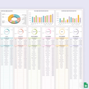 One Sheet Annual Budget - Income & Expense Tracker - Personal Finance ...