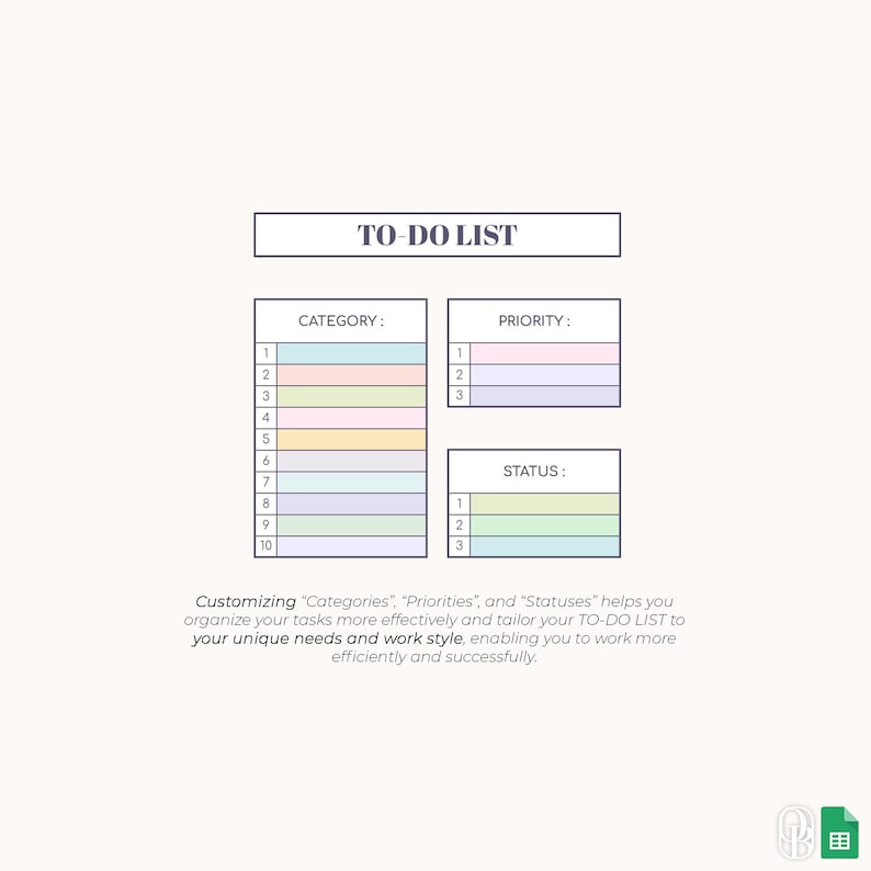 To Do List - Task Tracker - Customizing Category Priority Status ...