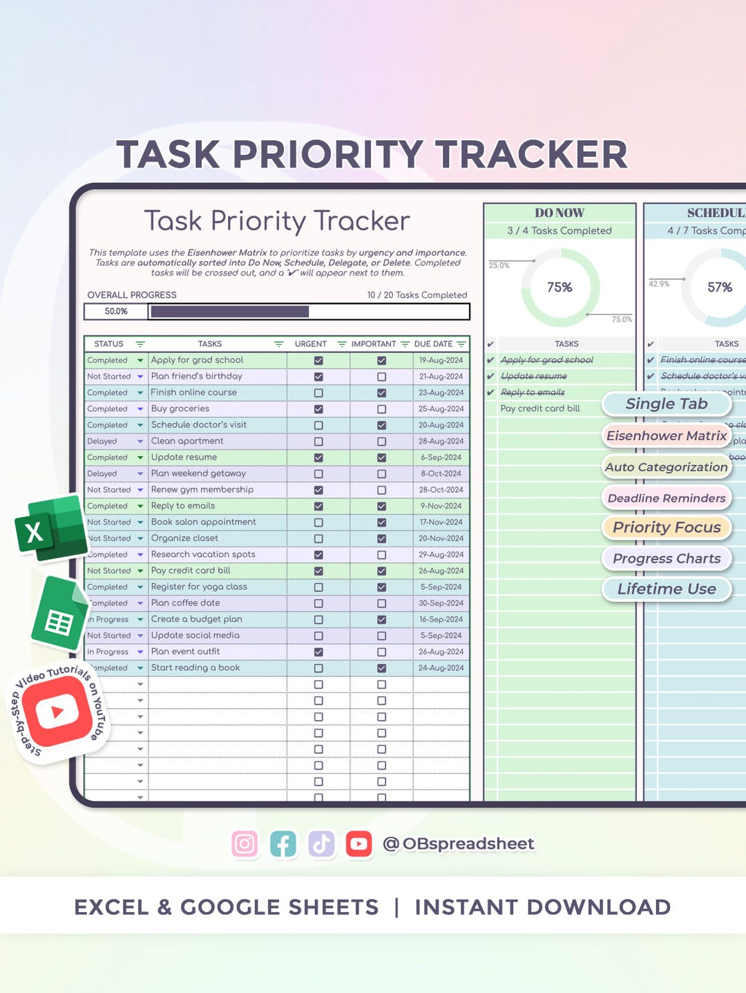 Task Priority Tracker - Eisenhower Matrix - Decision Matrix - to Do ...