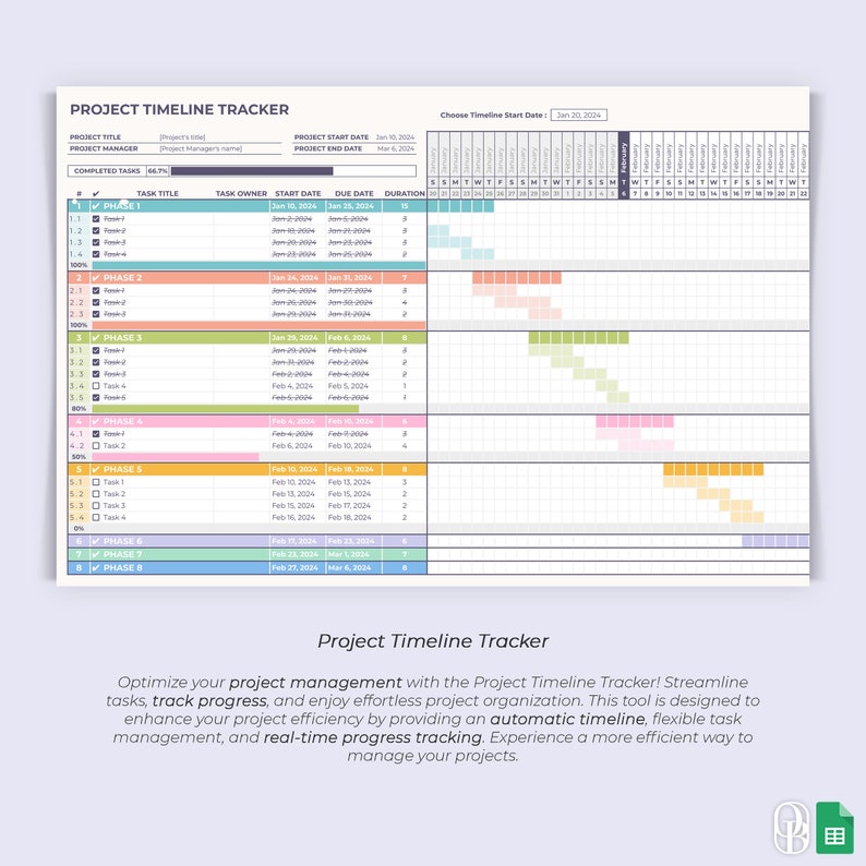 Project Timeline Tracker - Gantt Chart - Task Tracker - to Do - Project ...