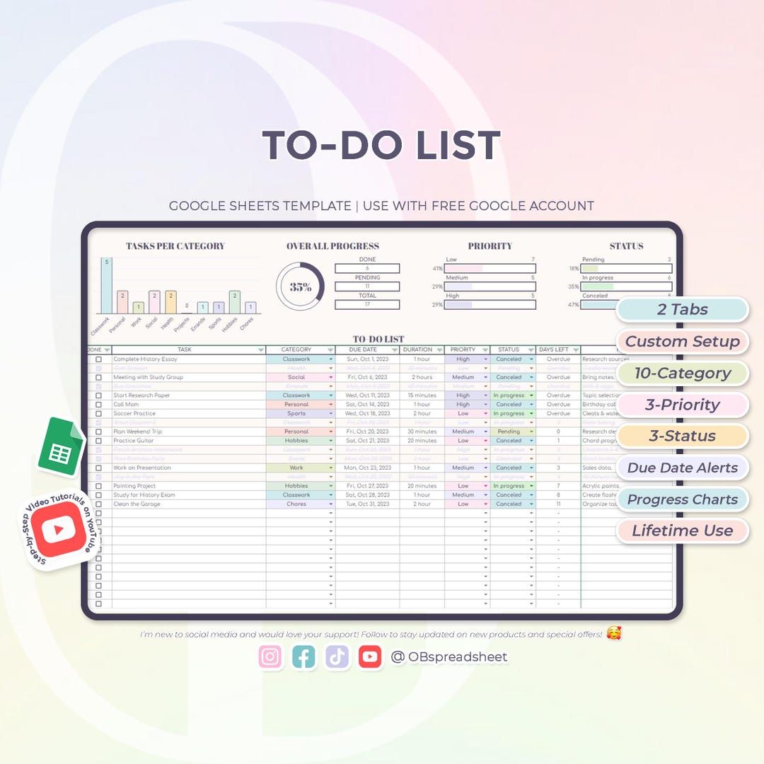 To Do List - Task Tracker - Customizing Category Priority Status ...