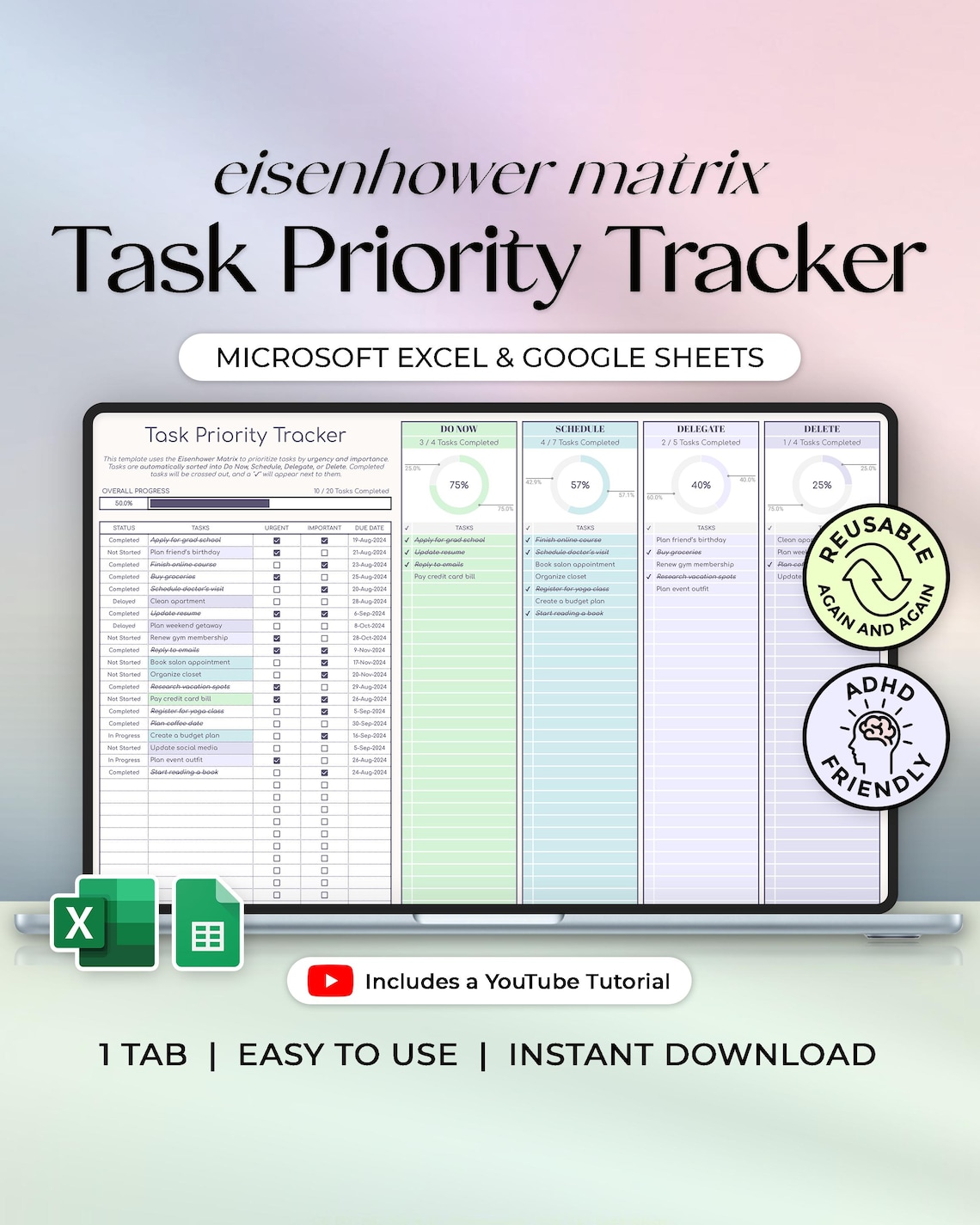 Task Priority Tracker - Eisenhower Matrix - Decision Matrix - to Do ...