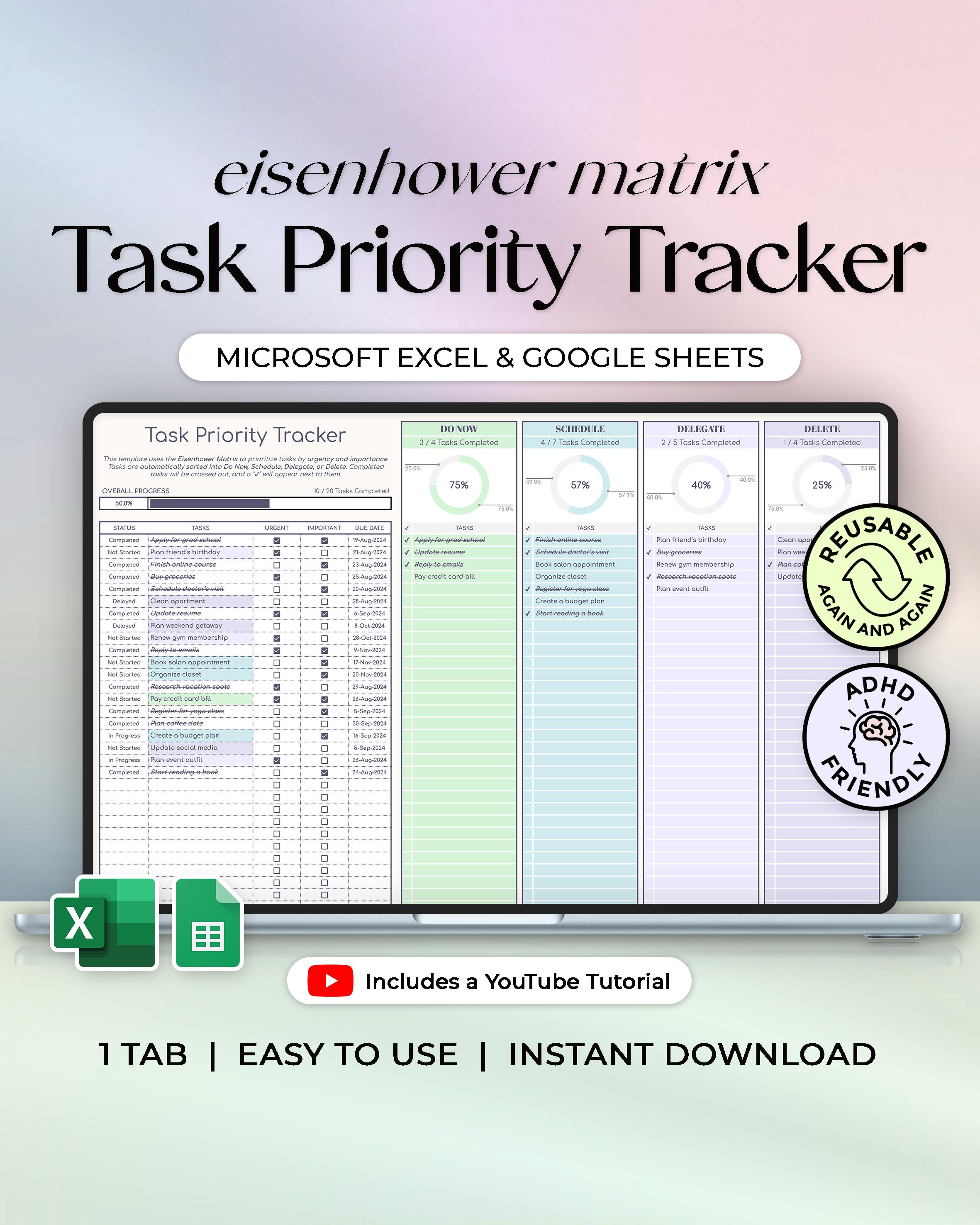 Task Priority Tracker - Eisenhower Matrix - Decision Matrix - to Do ...