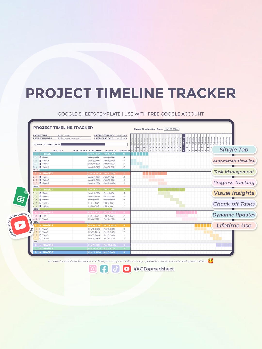 Project Timeline Tracker - Gantt Chart - Task Tracker - to Do List ...