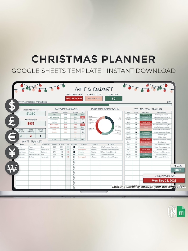 Ultimate Christmas Planner - Gift Tracker - Lifetime Usability ...
