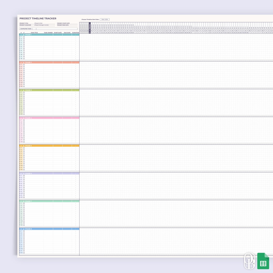 Project Timeline Tracker Gantt Chart Task Tracker to Do List Project ...