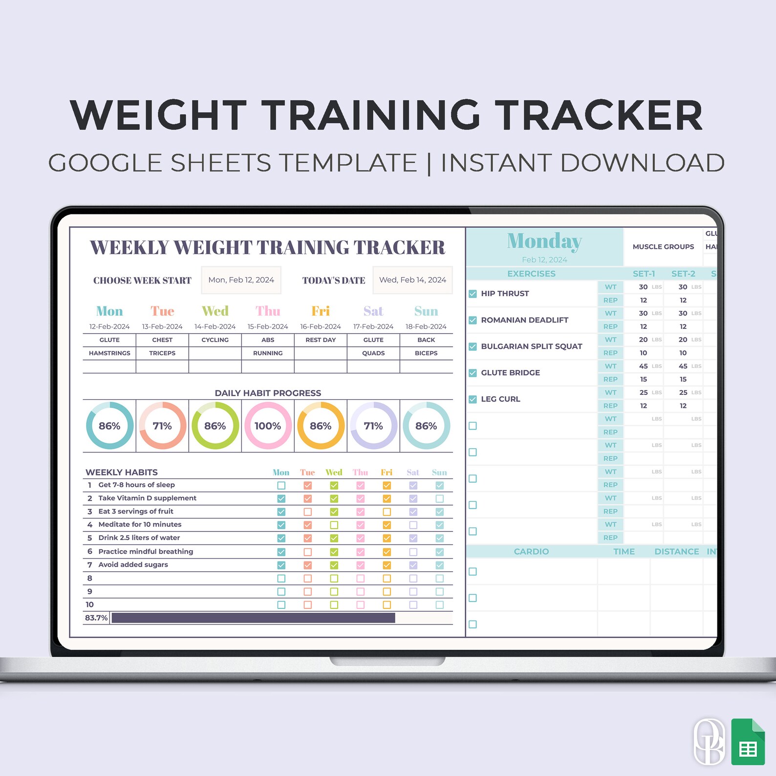 Weekly Weight Training Tracker Workout Planner Fitness Plan Google ...