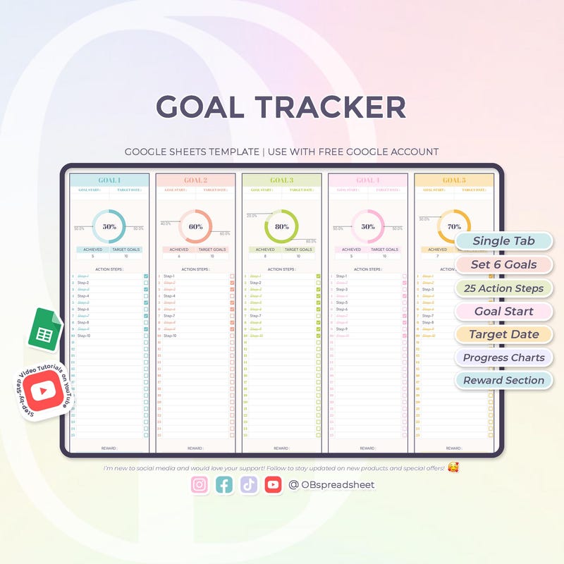 Goal and Task Spreadsheet - Etsy