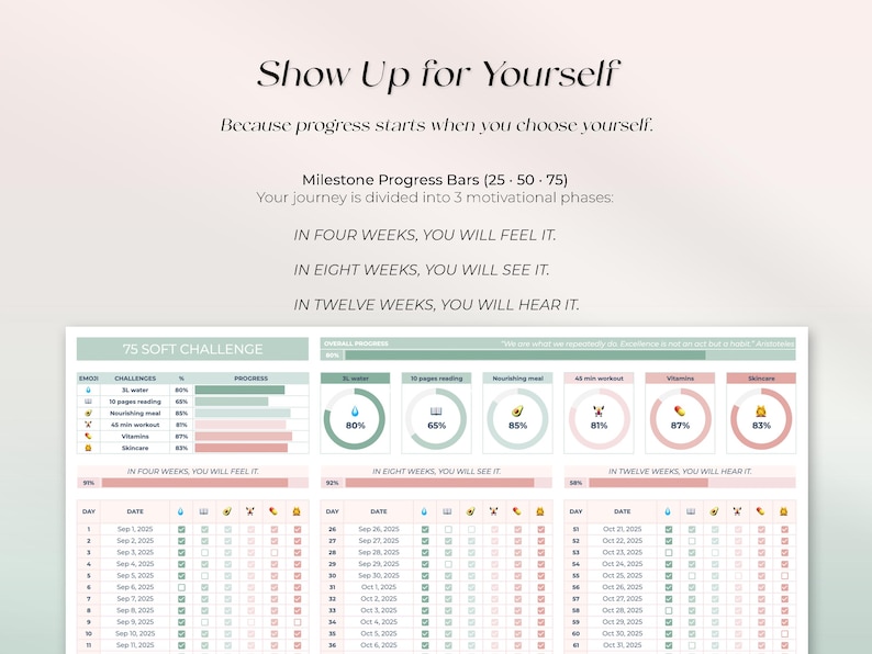 75 Soft Challenge - Habit Tracker - Excel and Google Sheets Template ...