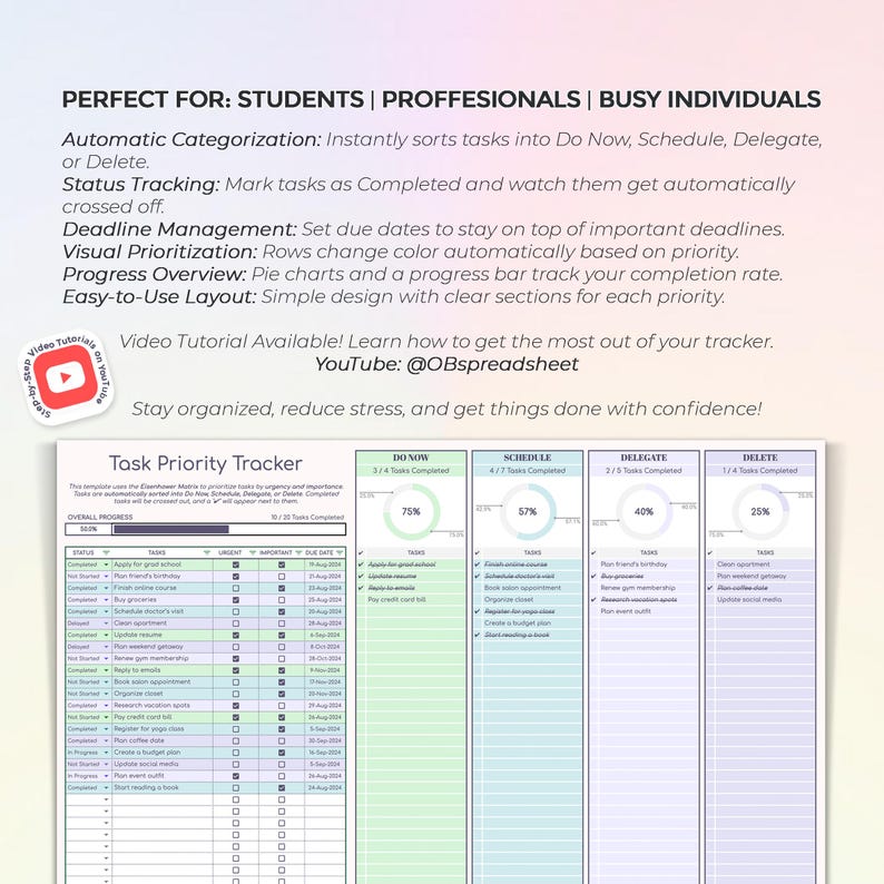 Task Priority Tracker - Eisenhower Matrix - Decision Matrix - to Do ...