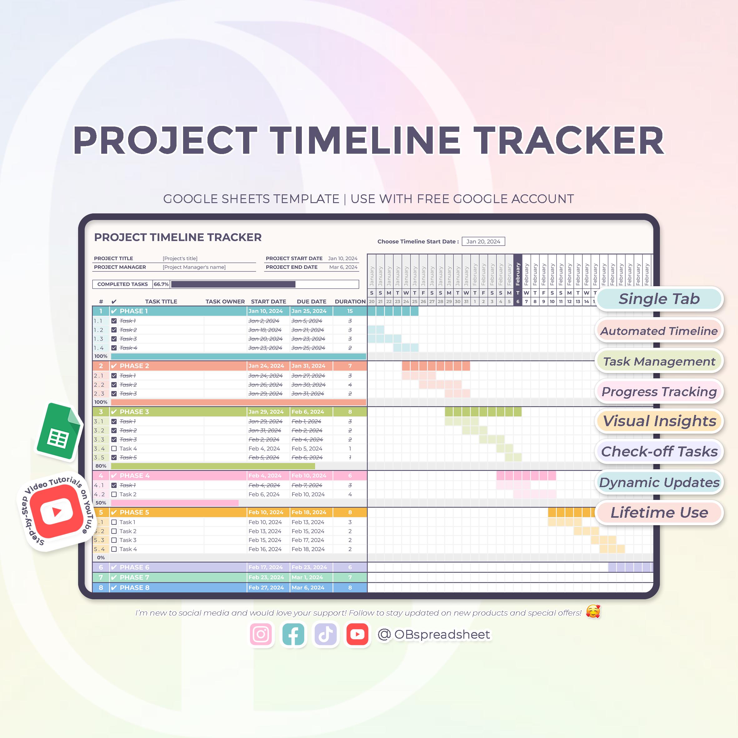 Project Timeline Tracker - Gantt Chart - Task Tracker - to Do List ...