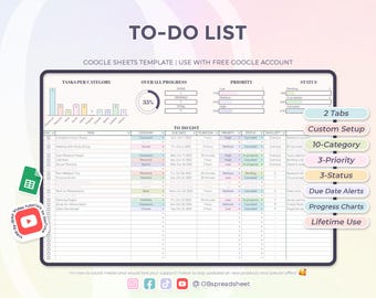 To Do List - Task Tracker - Customizing Category Priority Status - Google Sheets Template ...