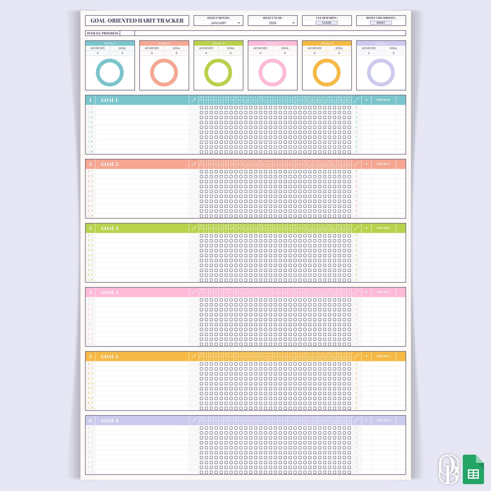 Goal-oriented Habit Tracker - Lifetime Usability - Goals - Daily Habits ...