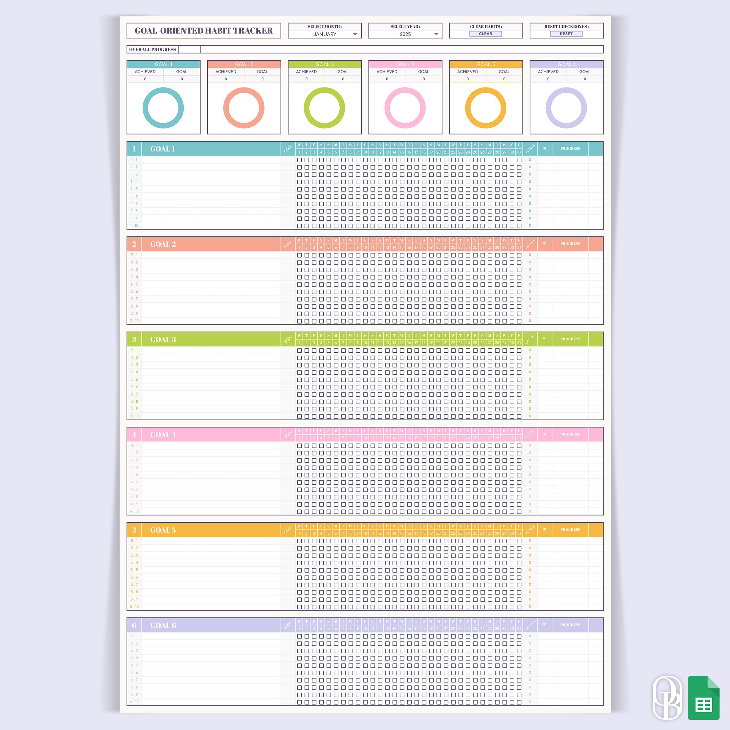 Goal-oriented Habit Tracker - Lifetime Usability - Goals - Daily Habits ...