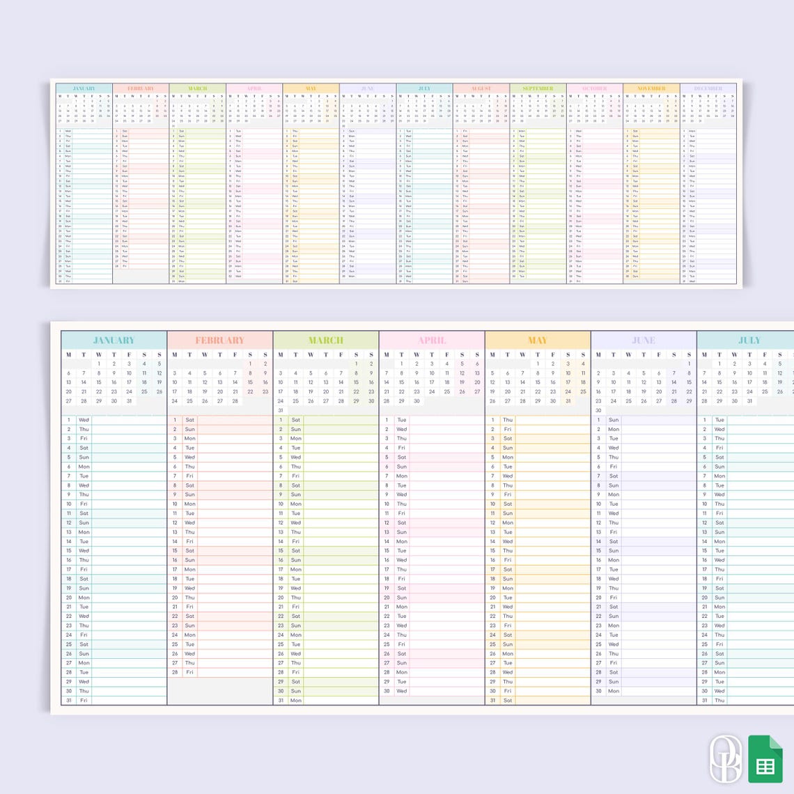 2025 2026 Simple Yearly Planner - Excel and Google Sheets - Monday ...