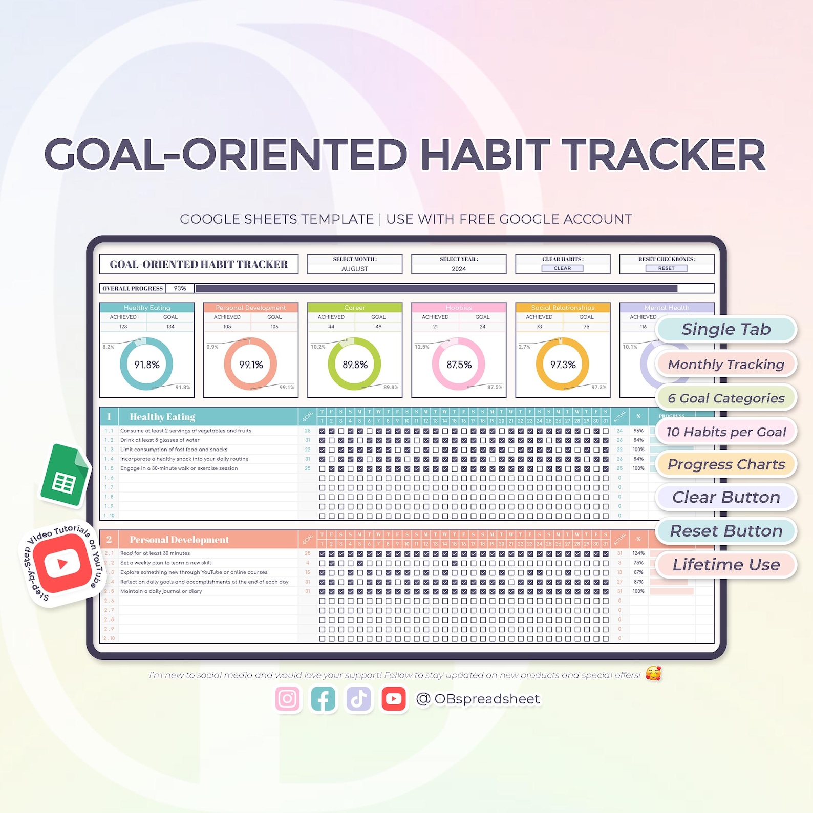 Goal-oriented Habit Tracker - Lifetime Usability - Goals - Daily Habits ...