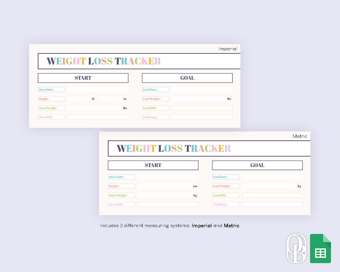 Weight Loss Tracker metric & Imperial Weight Log Body Measurements ...