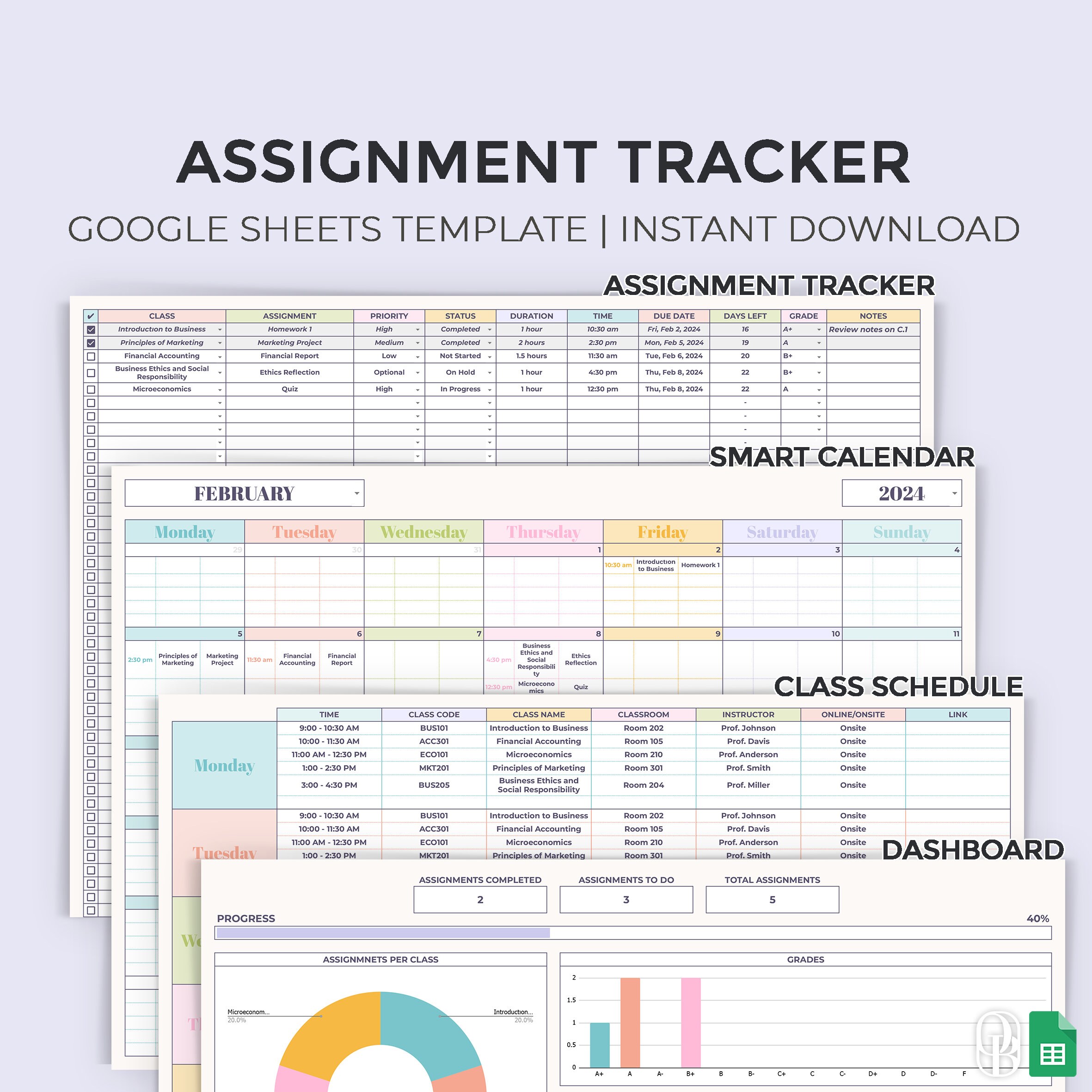 Assignment Tracker for Students - Smart Calendar - Academic Student ...