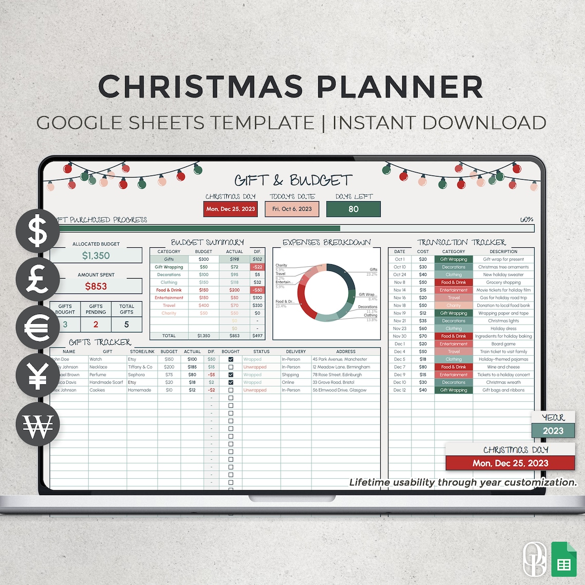 Ultimate Christmas Planner - Gift Tracker - Lifetime Usability ...