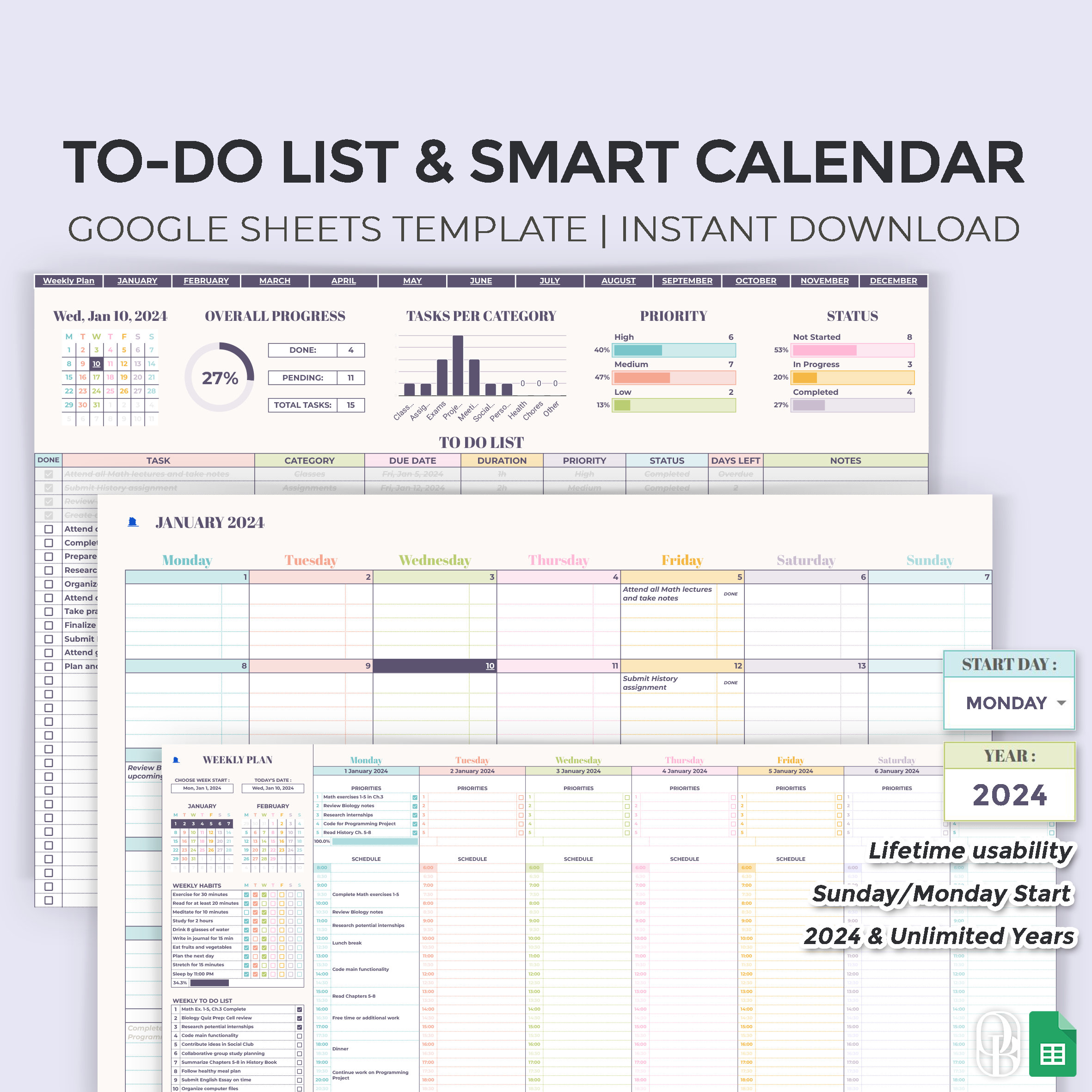 To-do List, Smart Calendar, Weekly Plan & Daily Schedule - Lifetime ...