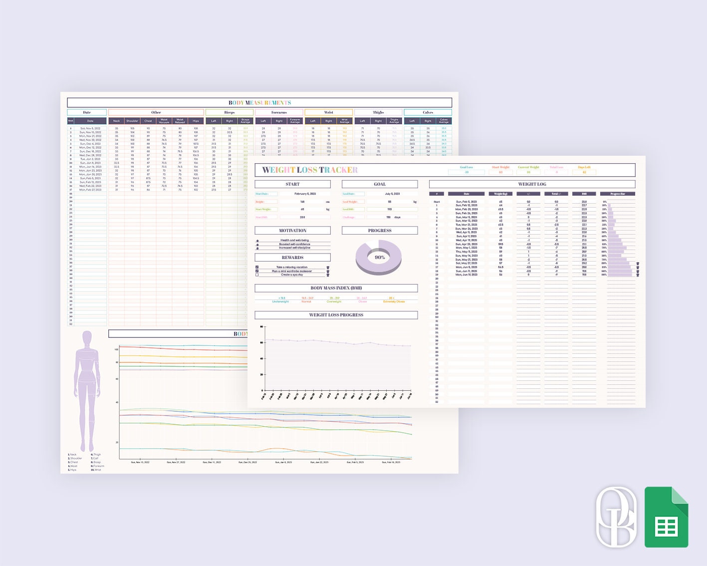Weight Loss Tracker metric & Imperial Weight Log Body Measurements ...