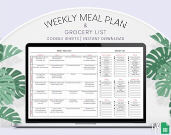 Grocery List Editable Google Sheets Template Printable Shopping List ...