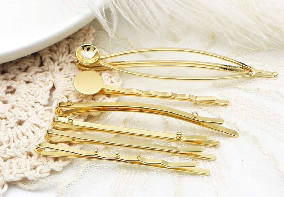 6 Pcs 18k Gold Plated Hair Clips One Clip Patch Wave Style - Etsy