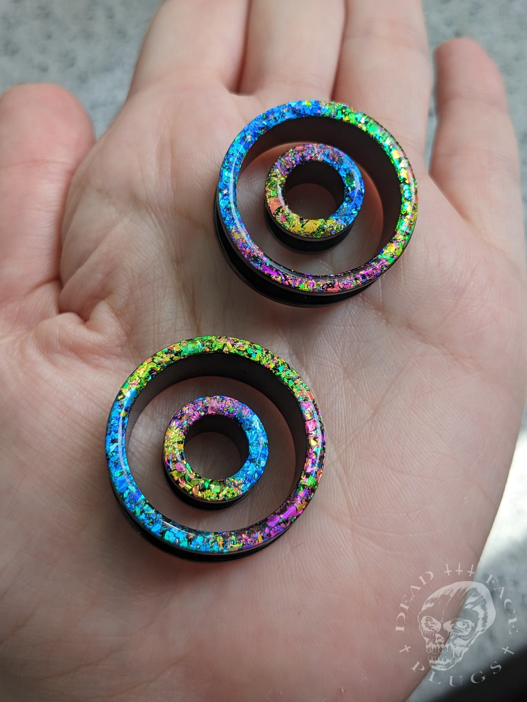 Opal Tunnels - Black Rainbow for Stretched Ears Colorful Sparkly ...
