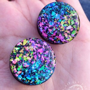 Black 'shimmer' Rainbow Plugs – for Stretched Ears Blue Pink Yellow ...