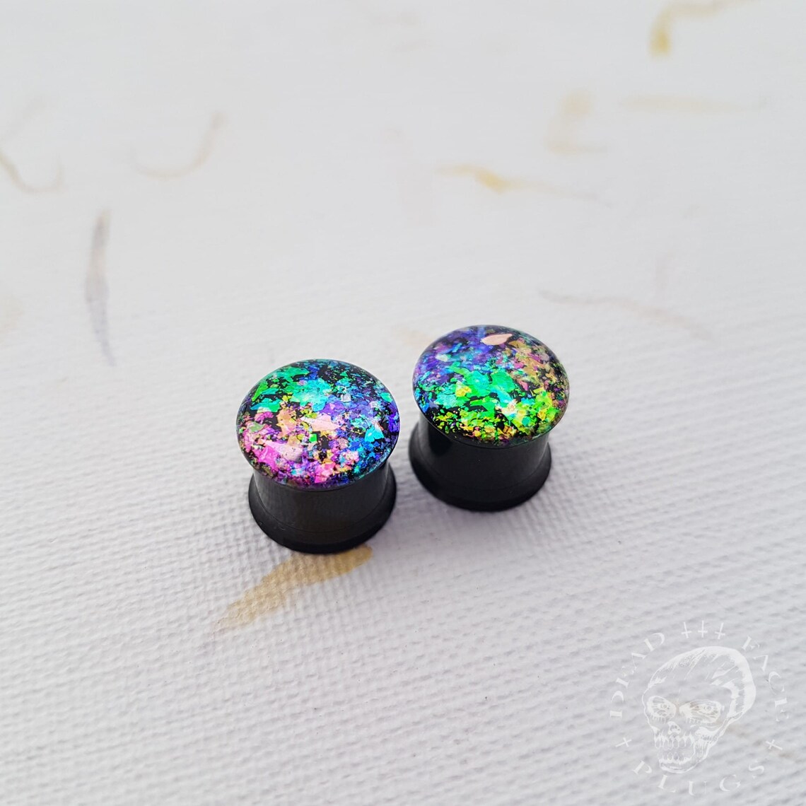 Black 'shimmer' Rainbow Plugs – for Stretched Ears Blue Pink Yellow ...
