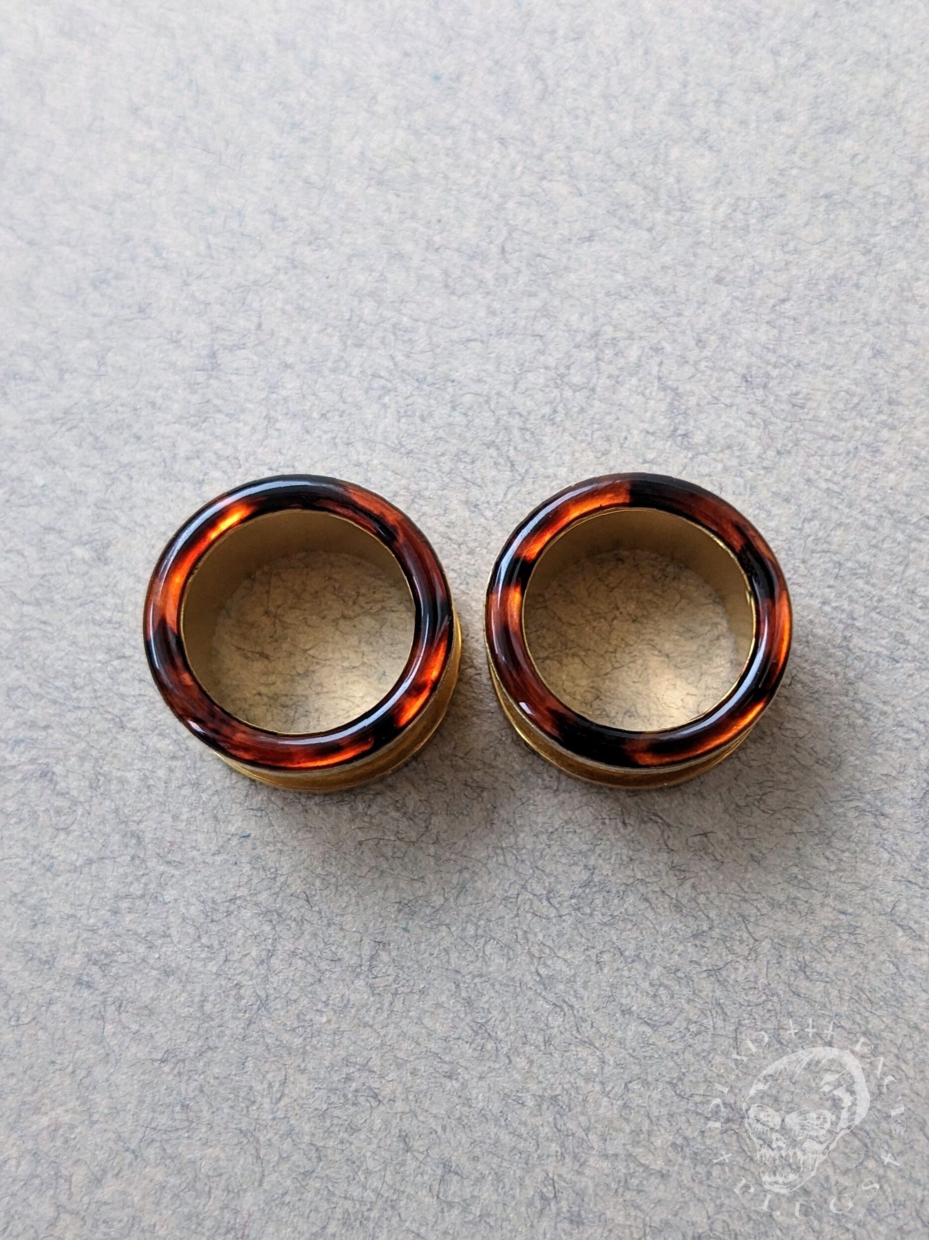 Tortoiseshell Tunnels Orange Brown Black Mosaic Gold Gauges for ...
