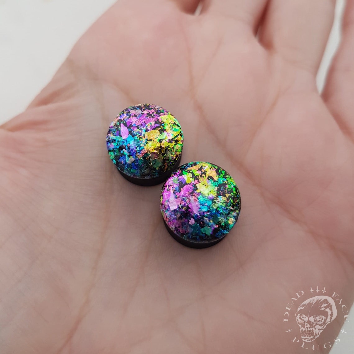 Black 'shimmer' Rainbow Plugs – for Stretched Ears Blue Pink Yellow ...