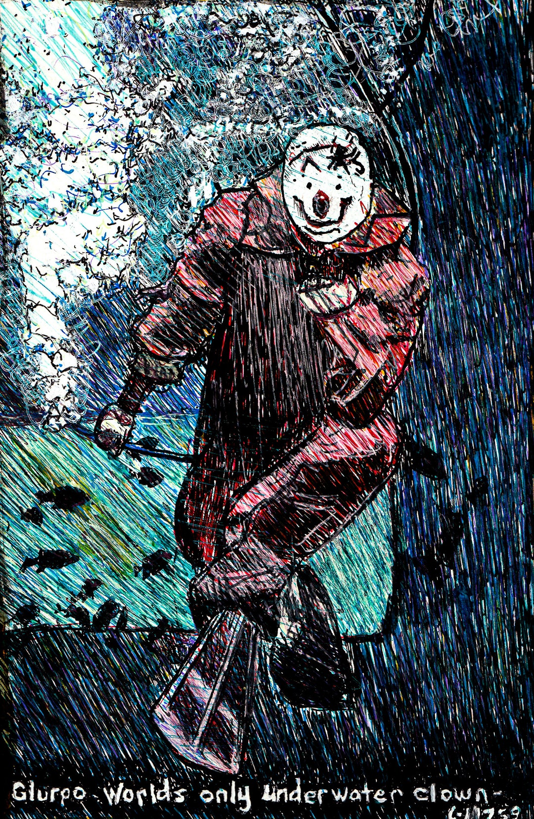 Glurpo the Clown Pen and Ink Hand Drawn on Velum Paper - Etsy