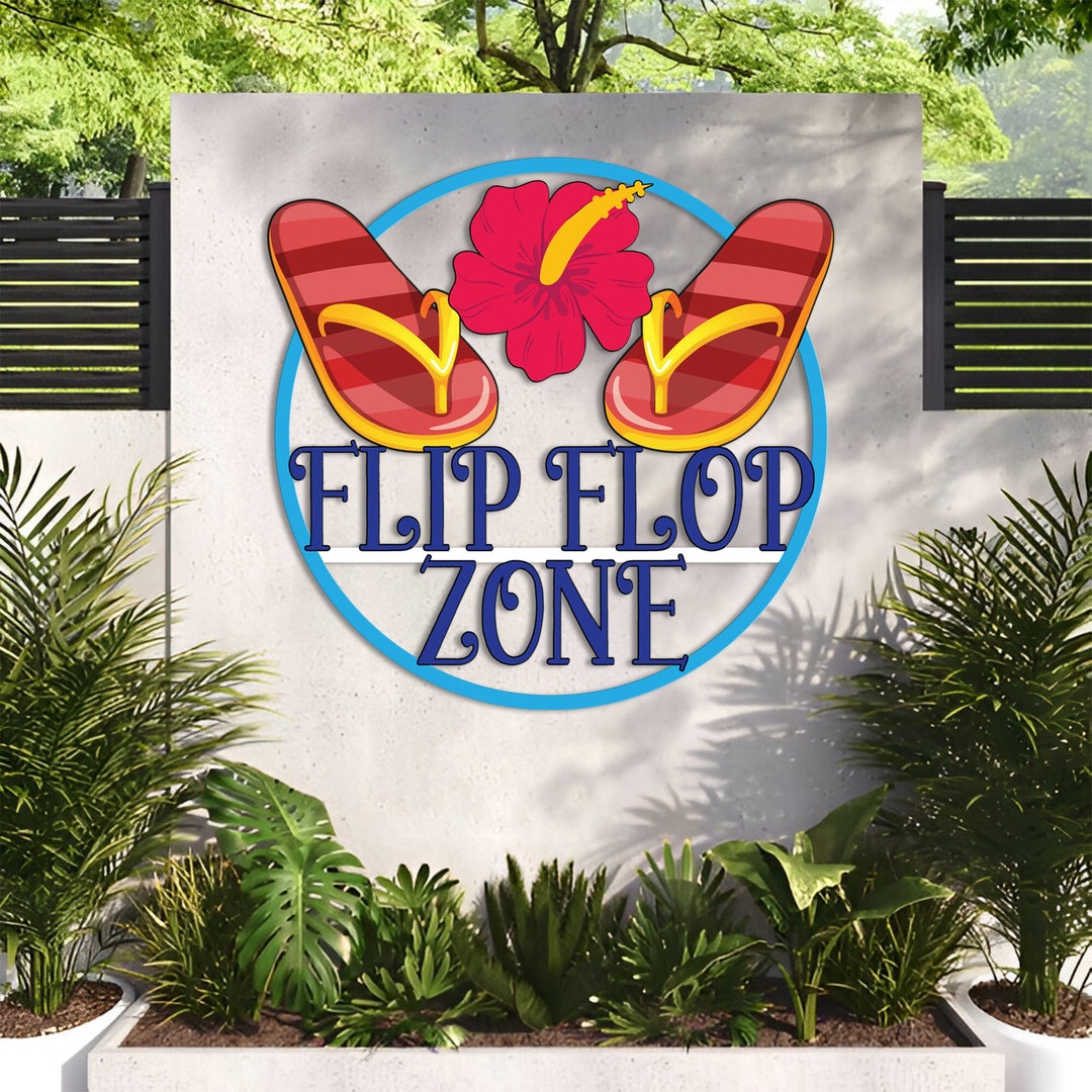 Flipflop Zone Beach Metal Sign - Pool Life Sign - Floral Beach House ...