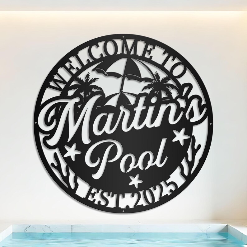 Personalized Welcome to Pool Sign Metal Wall Art, Outdoor Patio Decor ...