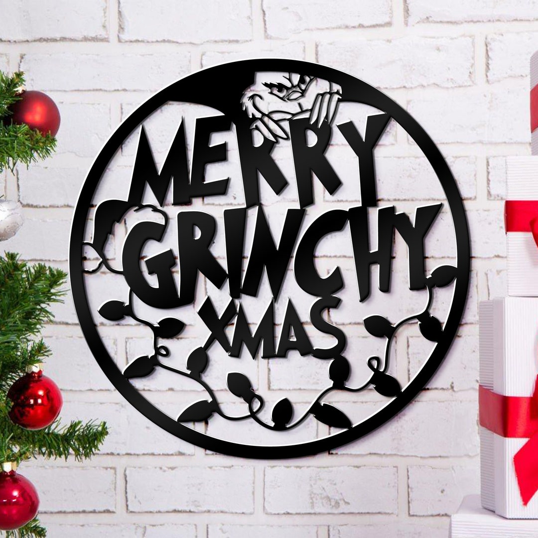 Merry Grinchmas Metal Sign, Dr Seuss Inspired Metal Decor, Whimsical ...