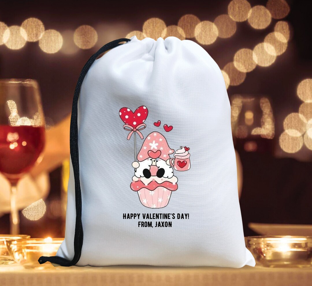 Valentine Gnome Treat Bag, Valentine Party Favors, Cute Gnome Valentine ...