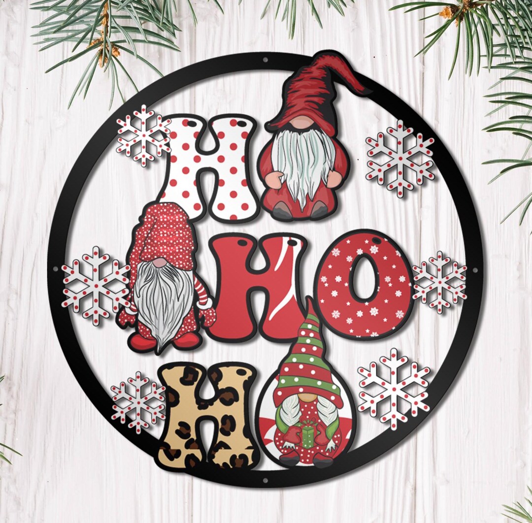Ho Ho Ho Christmas Wall Sign - Gnomes Theme Celebration Wall Decor ...